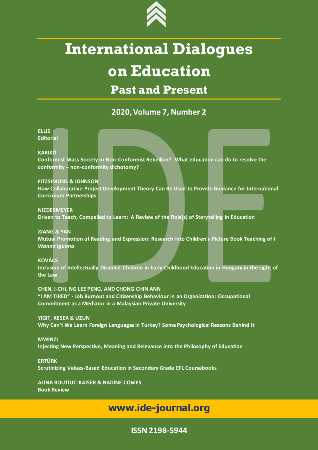 IDE Journal – „International Dialogues on Education: Past and Present“